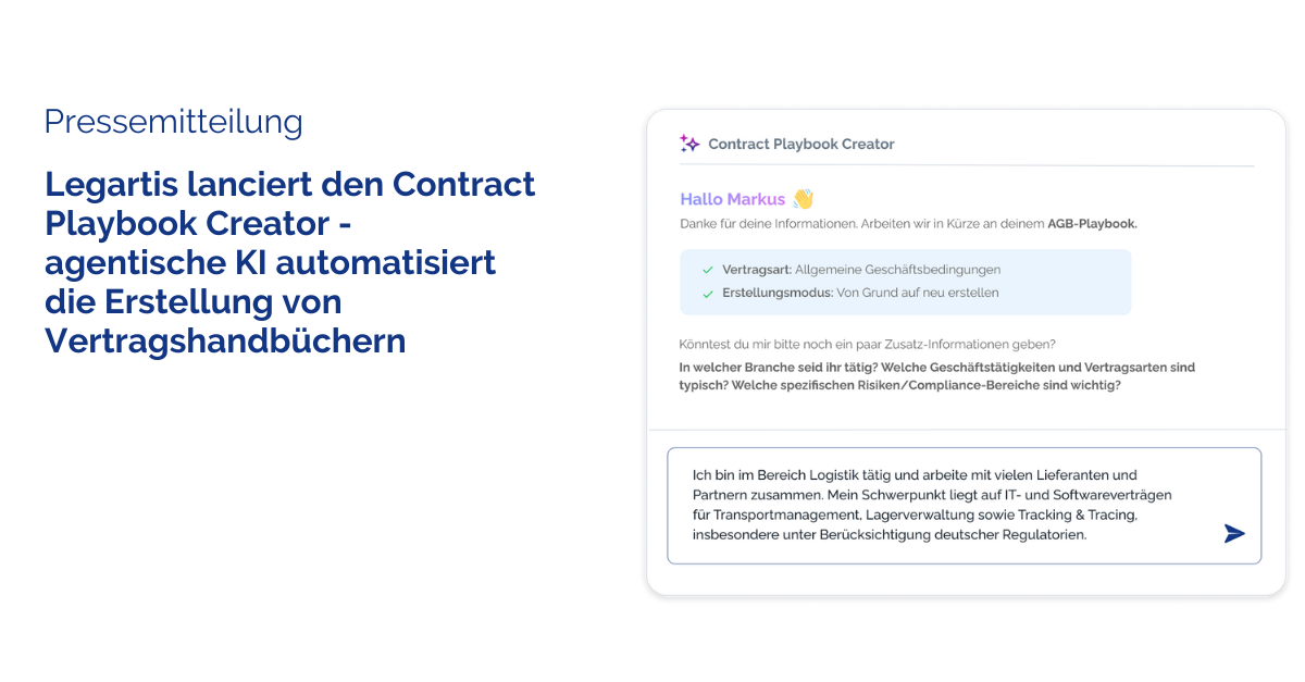 Legartis lanciert den Contract Playbook Creator